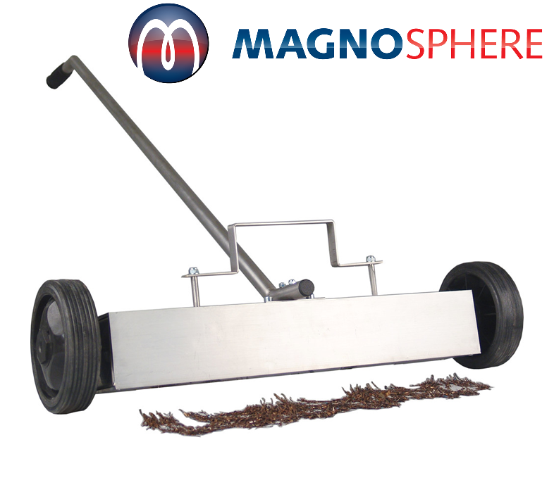 Magnetic broom sweeper with Ferrit Magnets width 1000 mm ground clearance 25 mm Magnosphere Shop